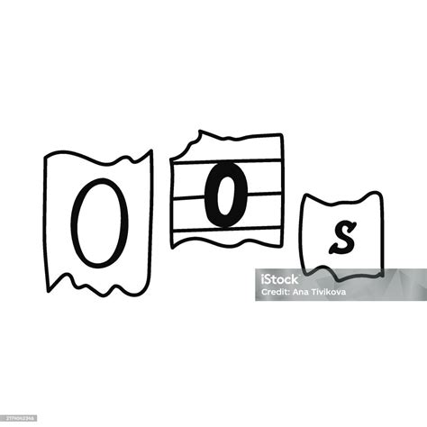 익명의 숫자와 Y2k 미학의 문자가 있는 00으로 귀여운 손으로 그린 글자 2000 년대의 복고풍 윤곽선 타이포그래피와 신문 저널에서 잘라낸 알파벳 향수를 불러일으키는 00