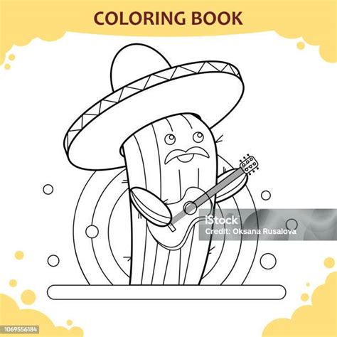 아이 들을 위한 책 페이지를 착 색 귀여운 멕시코 선인장을 컬러 멕시코 문화에 대한 스톡 벡터 아트 및 기타 이미지 멕시코 문화 컬러링 북 페이지 일러스트레이션 기법