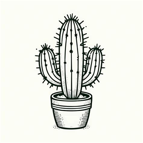 Premium Vector Free Vector Hand Drawn Cactus Outline Illustration