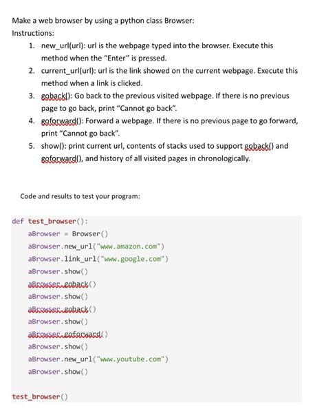 Solved Make A Web Browser By Using A Python Class Browser Chegg