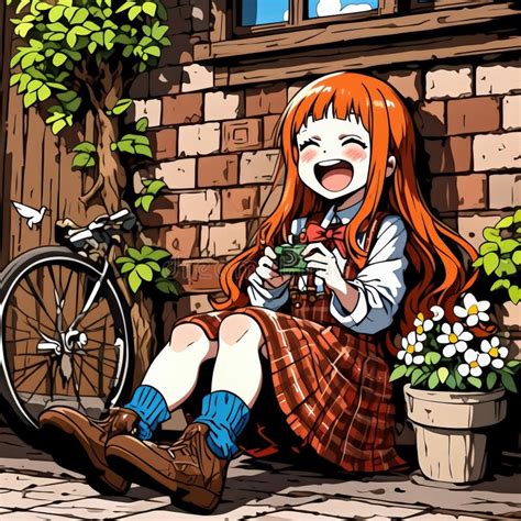 Happy Anime Girl With Camera Stock Illustration Illustration Of