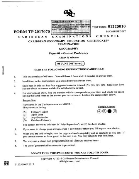 Simple Explanations With Answers To Csec Geography 2019 Multiple Choice