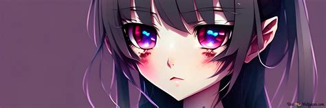 Beautiful Anime Girl With Purple Eyes 2k Wallpaper Download