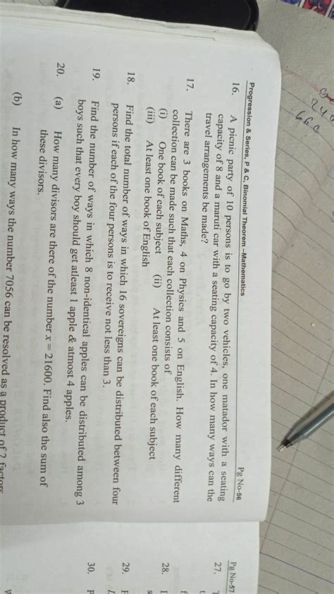 Progression And Series Pandc Binomial Theorem Mathematics16 A Picnic Pa