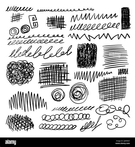 Scribble Line Monochrome Set Hand Drawn Lines Underline Strokes Doodle Lines In Pencil Set