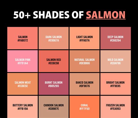 50 Shades Of Salmon Color Names Hex Rgb And Cmyk Codes Creativebooster