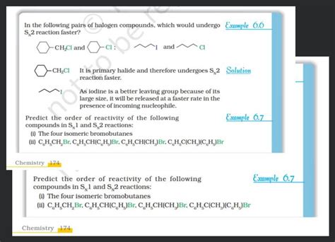 In The Following Pairs Of Halogen Compounds Which Would Undergo Example