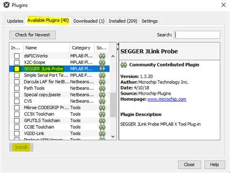 is the segger j link debug probe supported by mplab x ide ipe