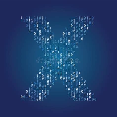 Letter X Font Made From Binary Code Digits On A Dark Blue Background Stock Vector Illustration