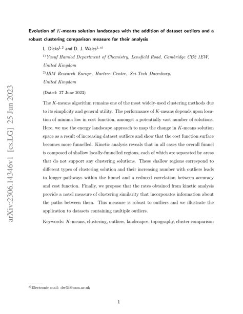 Pdf Evolution Of K Means Solution Landscapes With The Addition Of