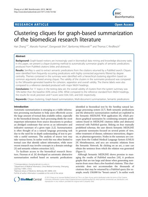 PDF Clustering Cliques For Graph Based Summarization Of The