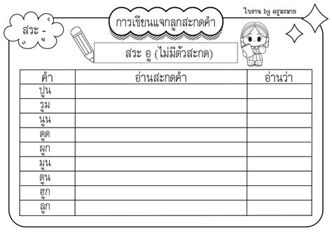 ใบงานมาตราตัวสะกด ใบงาน By คุณครูมะมาย Facebook