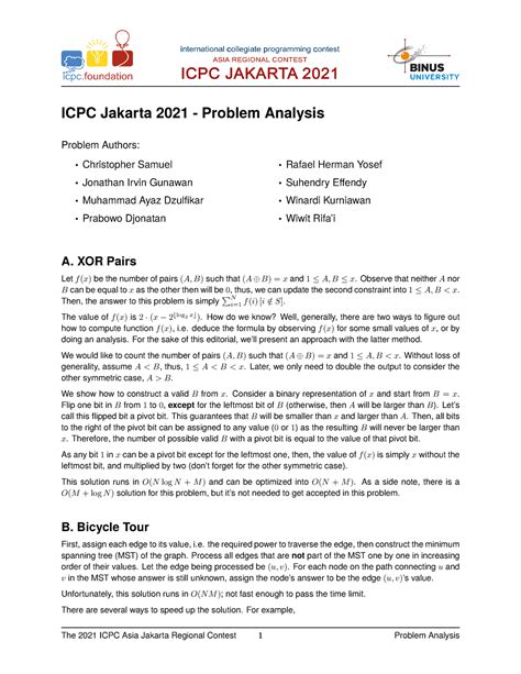 Icpc21jak Analysis As Computer Science Icpc Jakarta 2021 Problem