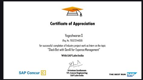Yogeshwaran S On Linkedin Genai Saplabs Internship Genai Machinelearning Sapconcur Sapindia