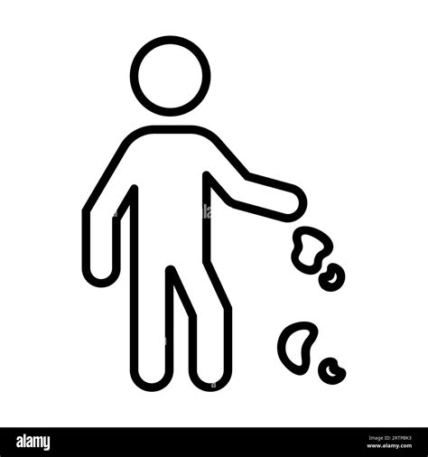 Simple Outline Of Rude Man Throwing Trash On Floor Vector Icon Stock