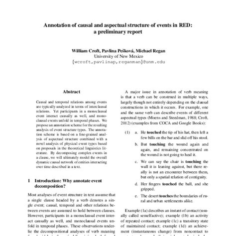 Annotation Of Causal And Aspectual Structure Of Events In Red A