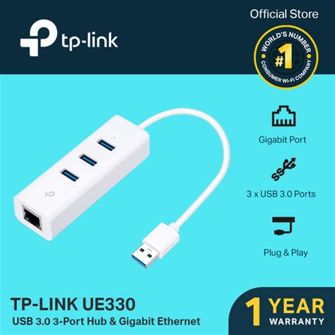 Tp Link Ue330 Usb 3 0 3 Port Hub And Gigabit Ethernet Adapter 2 In 1 Usb Adapter Tp Link