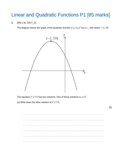 Linear And Quadratic Exercises Pdf