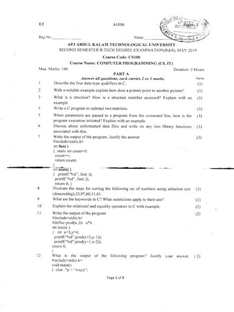S2 Cs Computer Programming May 2019 Pdf