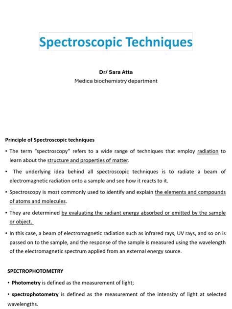 Spectroscopic Techniques Pdf