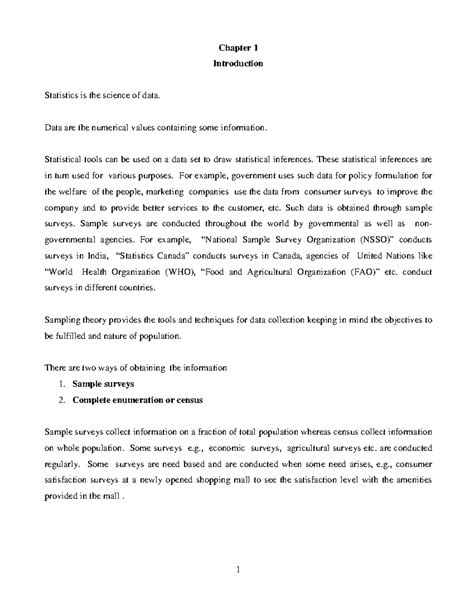 chapter 1 sampling introduction chapter 1 introduction statistics is