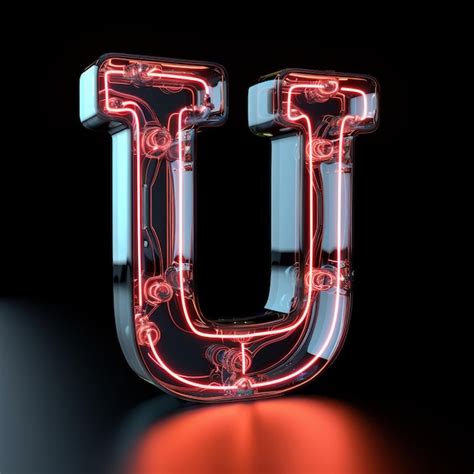 Premium Photo Letter U Neon Sign On Dark Background
