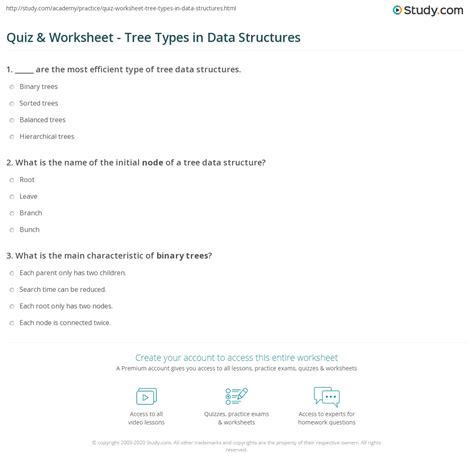 Quiz And Worksheet Tree Types In Data Structures