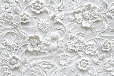 Premium Photo Embossed Floral Pattern On White Paper