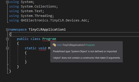 Why Are My Class Name And The Void Keyword Invalid Tinyclr Os Ghi