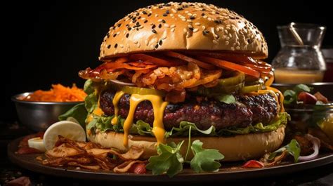 Premium Photo Juicy Burger Closeup Delectable Details