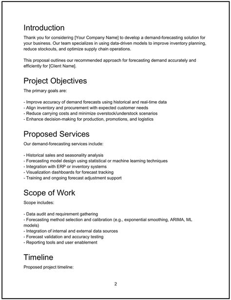 Demand Forecasting Proposal Free Template