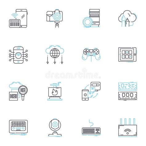 Web Based Workspaces Linear Icons Set Cloud Collaboration
