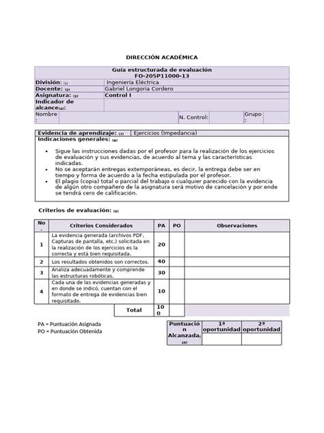 Guia Estructurada Ejercicios Ctrl1 Pdf Evaluación