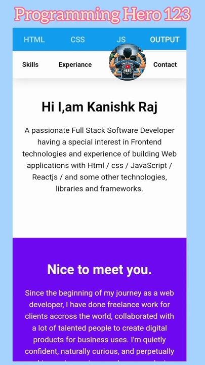 Creating A Simple Portfolio Website Using Html Css Jawascript Youtube