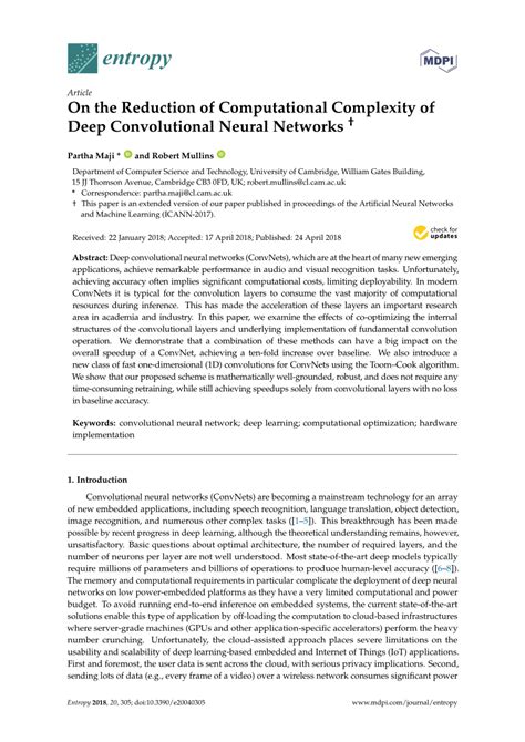 Pdf On The Reduction Of Computational Complexity Of Deep