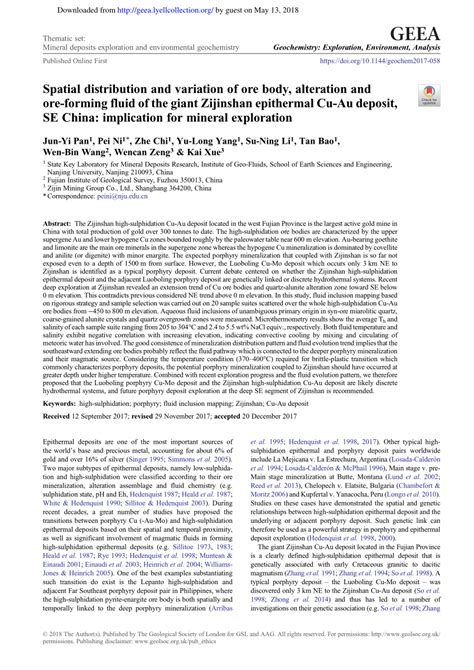 Pdf Spatial Distribution And Variation Of Ore Body Alteration And