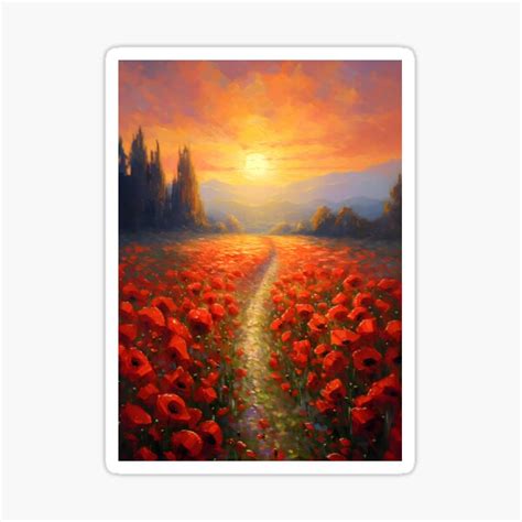 Remembrance Day Poppy Field With Poppy Flowers Sticker For Sale By Farhanhafeez Redbubble