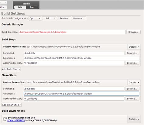 Howto Use Openfoam With Qtcreator Solely Ide Debug And Opt Configurations Openfoamwiki