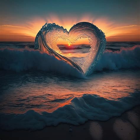 Una Ola En Forma De Corazón Se Muestra En Medio Del Océano Foto Premium