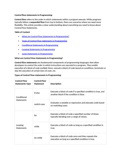 Control Flow Statements In Programming Pdf Control Flow Software