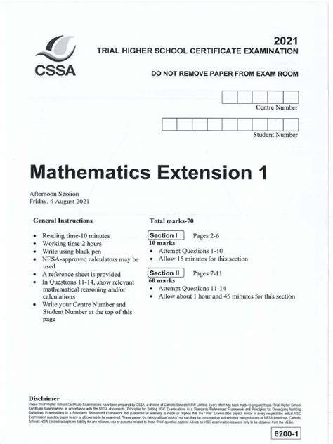 cssa 2021 math ext 1 trials pdf temperature equations
