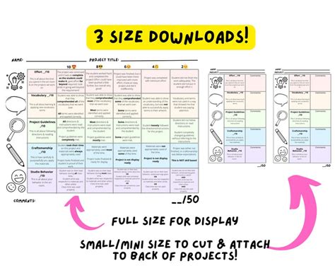 Art Classroom Rubric Bundle Rubric Mini Rubric And Rubric Etsy