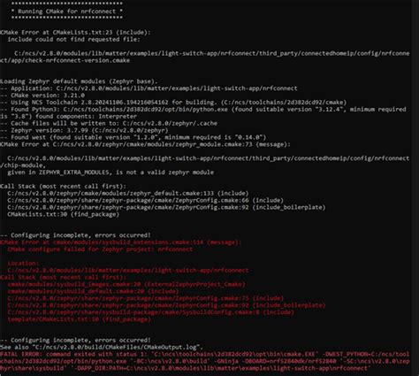 Building Matter Light Switch App Cmake Error Nordic Qanda Nordic Devzone Nordic Devzone