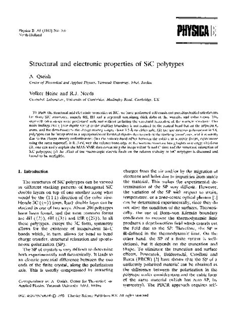 Pdf Structural And Electronic Properties Of Sic Polytypes