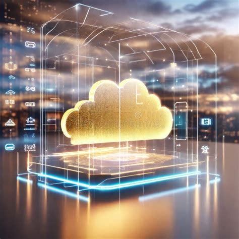 Cloud Data Storage Digital Information Technology Web Futuristic Cloud Icon Stock Illustration