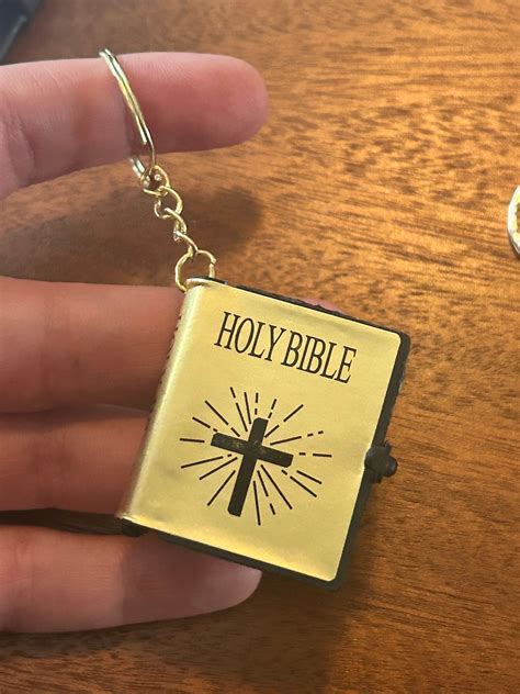 Holy Bible Keychain Bag Charm Actual Printed Christian Bible Pages Key