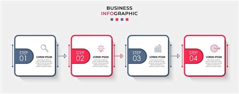 아이콘과 4가지 옵션 또는 단계가 있는 비즈니스 인포그래픽 디자인 템플릿 벡터입니다 프로세스 다이어그램 프레젠테이션 워크플로 레이아웃 배너 플로우 차트 정보 그래프에 사용할