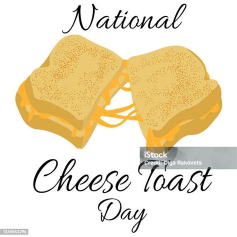 내셔널 치즈 토스트 데이 아침 식사에 인기있는 치즈 샌드위치 엽서 또는 메뉴 디자인에 대한 아이디어 아이콘에 대한 스톡 벡터