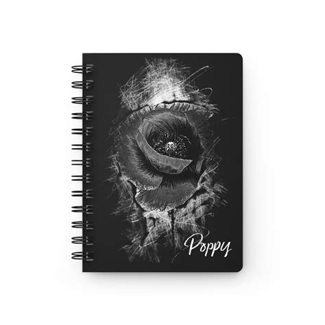 Poppy Bandw Spiral Bound Journal Etsy