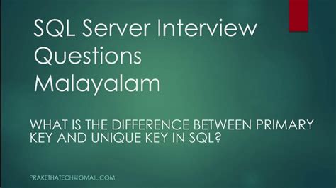 Sql Server Interview Questions Difference Between Primary Key And
